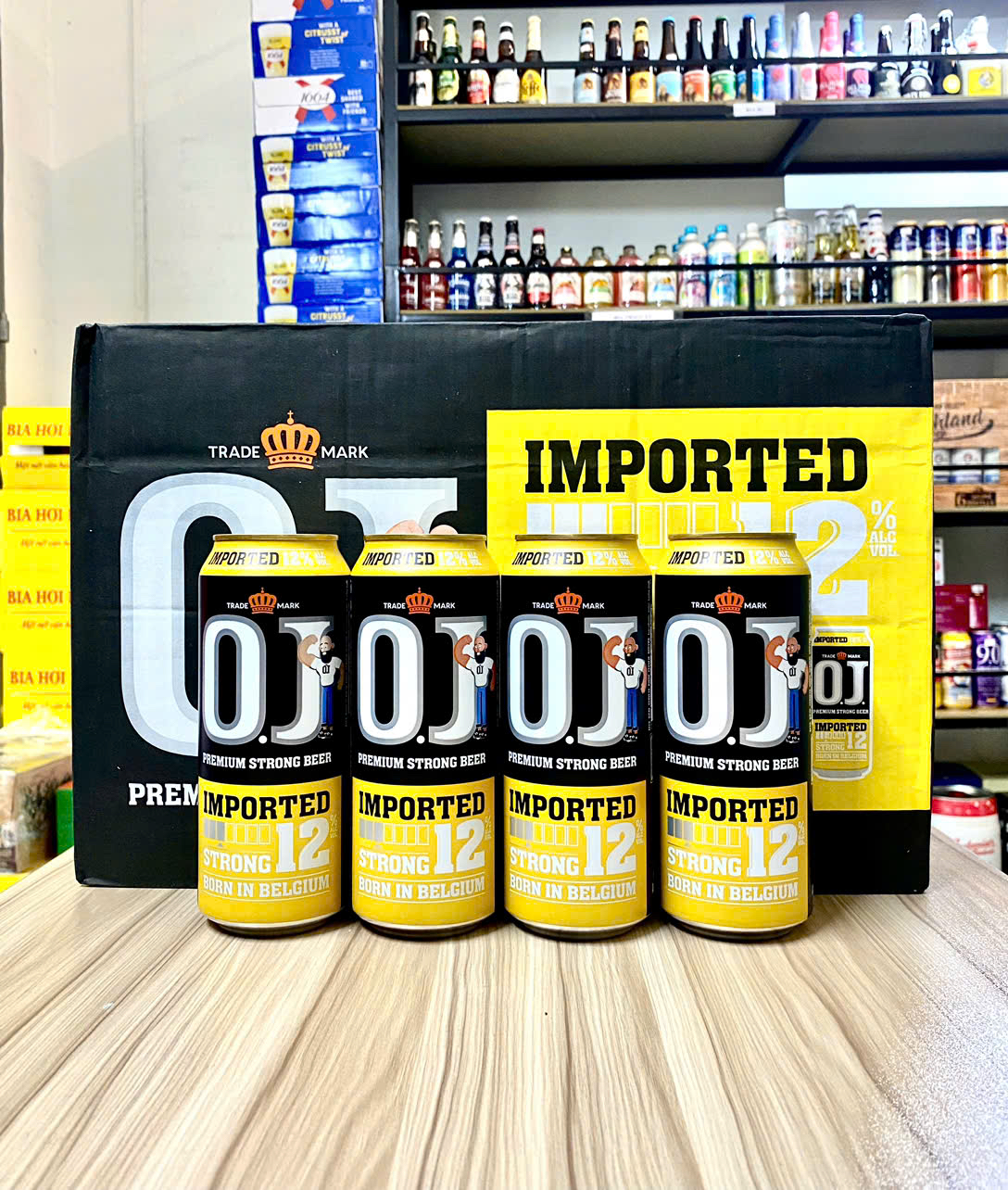 Bia OJ Imported 12% Bỉ – thùng 24 lon 500 ml – BIA NHẬP KHẨU ĐẠI LỘC